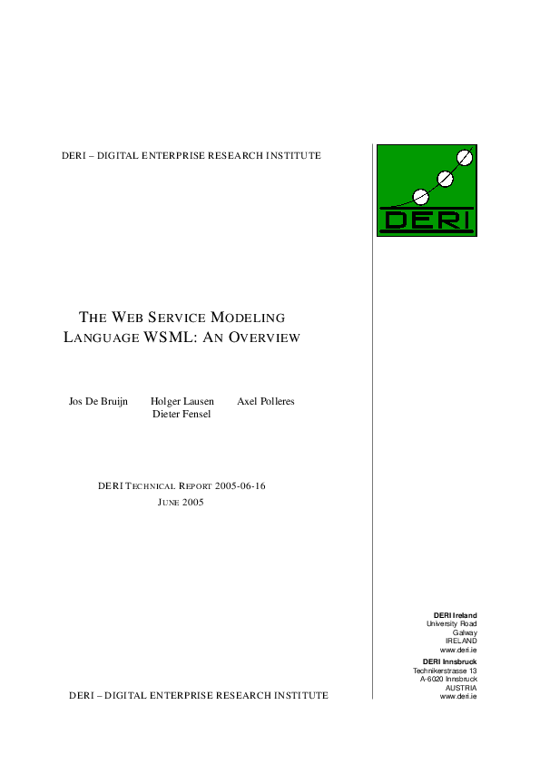 (PDF) The Web Service Modeling Language WSML: An Overview