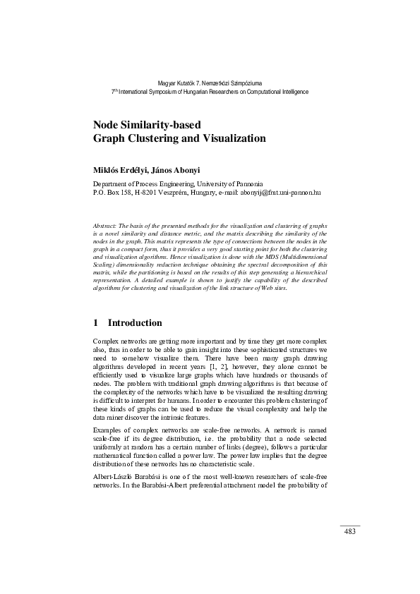 (PDF) Node Similarity-based Graph Clustering and Visualization