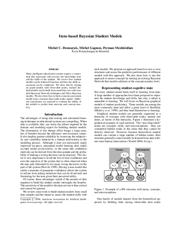 (PDF) Item-based Bayesian Student Models