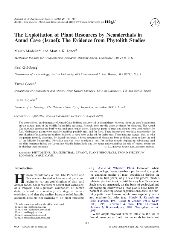 The exploitation of plant resources by Neanderthals in Amud Cave ...