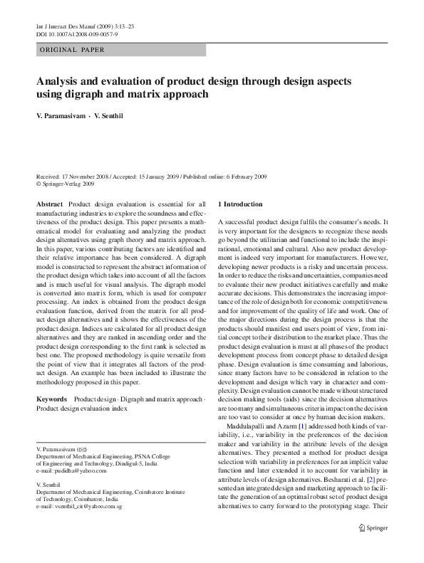 (PDF) Analysis and evaluation of product design through design aspects ...