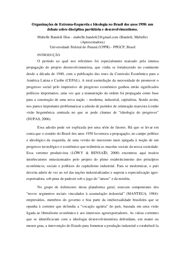 (PDF) Organizações de Extrema-Esquerda e Ideologia no Brasil dos anos ...