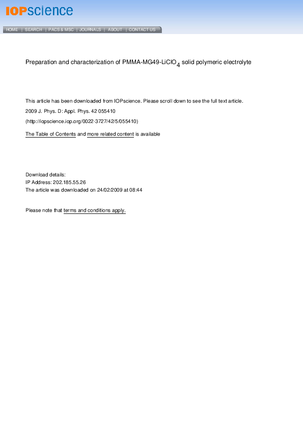 (PDF) Preparation and characterization of PMMA–MG49–LiClO 4 solid ...