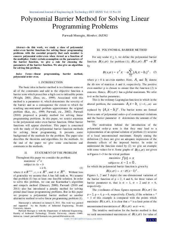 (PDF) 12901-7575 IJET-IJENS © February 2011 IJENS Polynomial Barrier ...