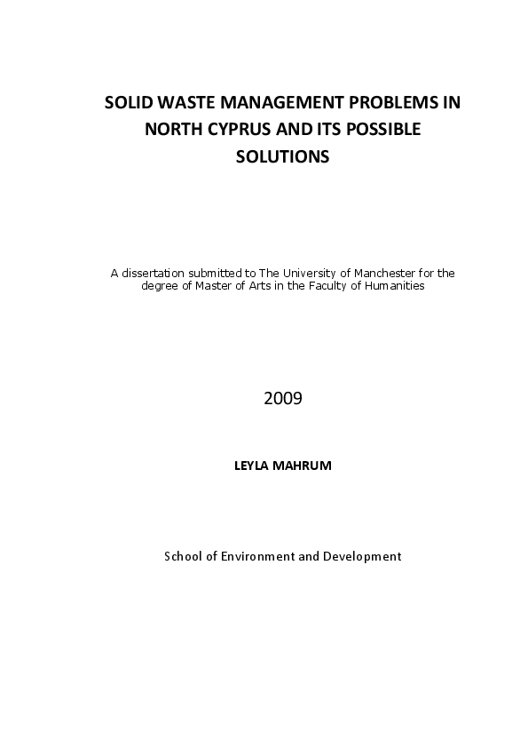 (PDF) SOLID WASTE MANAGEMENT PROBLEMS IN NORTH CYPRUS AND ITS POSSIBLE ...