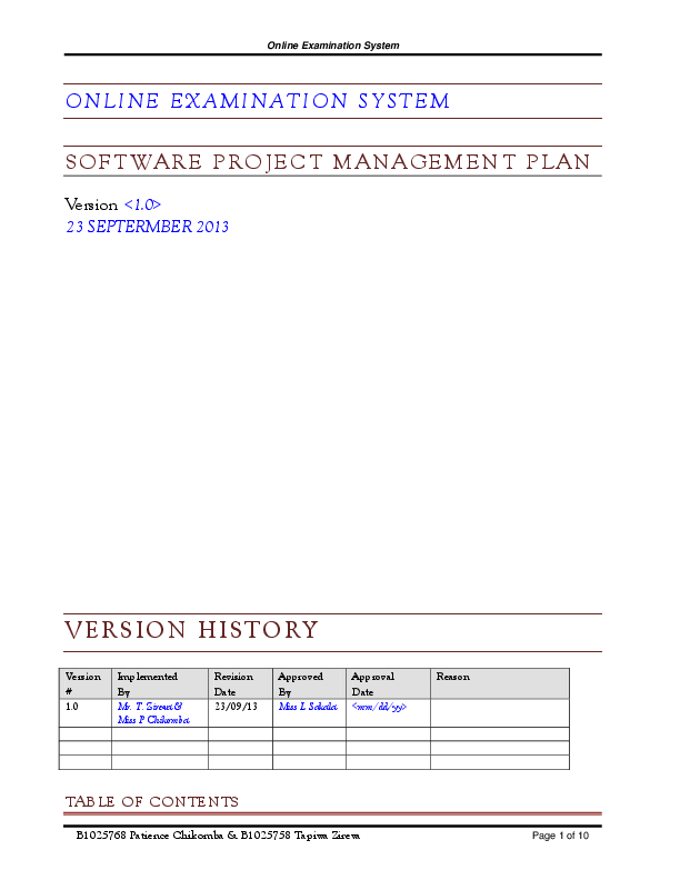 (PDF) Online Examination System TABLE OF CONTENTS Online Examination System