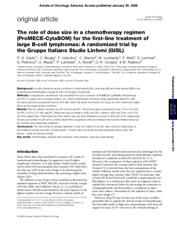 (PDF) The role of dose size in a chemotherapy regimen (ProMECE-CytaBOM ...