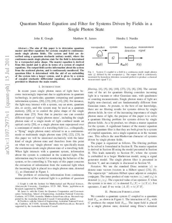 (PDF) Quantum Master Equation and Filter for Systems Driven by Fields ...
