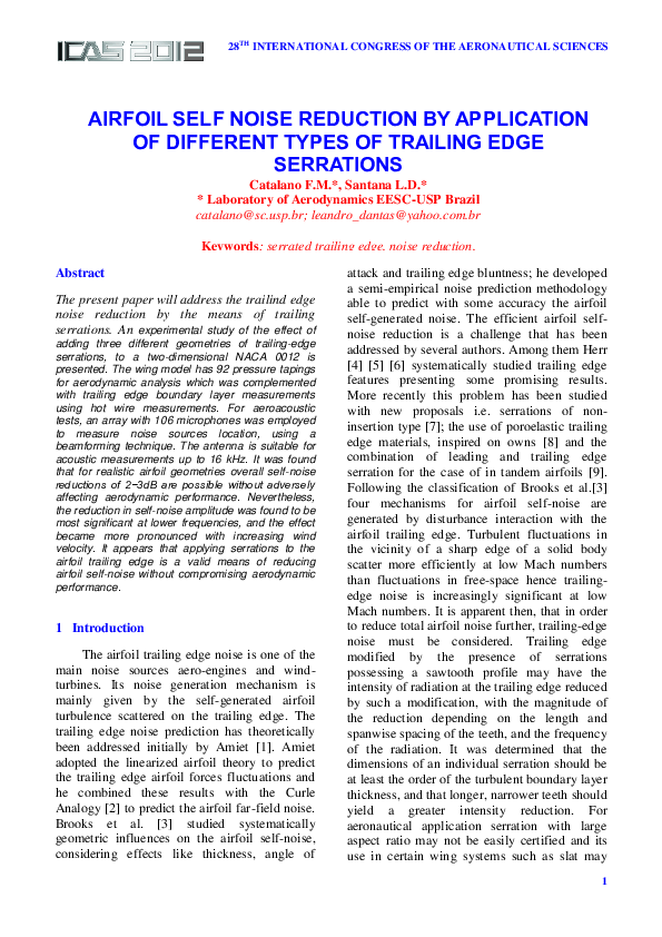 Pdf Airfoil Self Noise Reduction By Application Of Different Types Of Trailing Edge Serrations