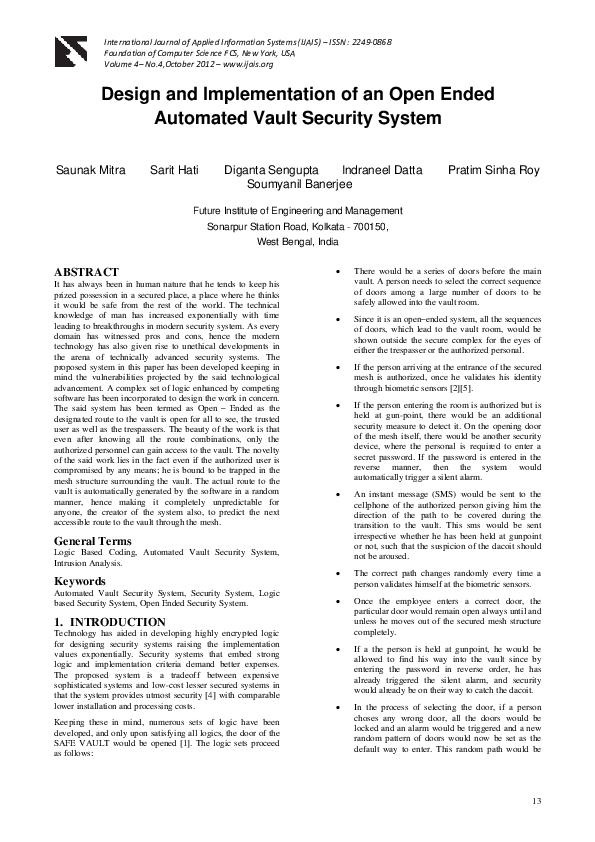 (PDF) Design and Implementation of an Open Ended Automated Vault ...