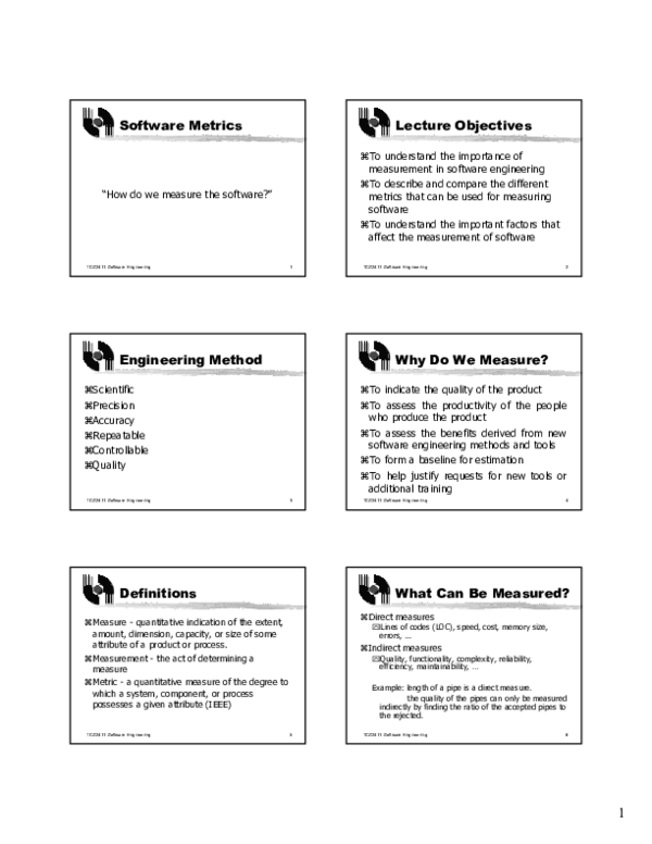 (PDF) Software Metrics "How do we measure the software?" Lecture ...