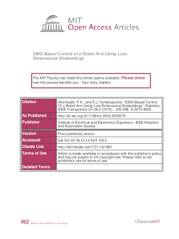 (PDF) Assessment of Muscle Fatigue Using a Probabilistic Framework for An EMG-Based Robot ...
