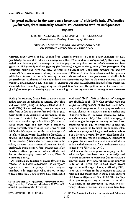 (PDF) Temporal patterns in the emergence behavior of pipistrelle bats ...