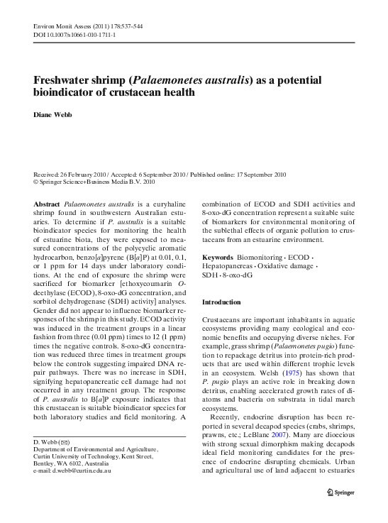 (PDF) Freshwater shrimp (Palaemonetes australis) as a potential ...