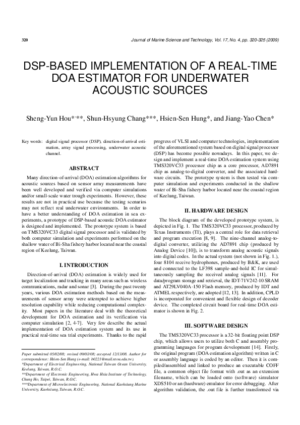 Pdf Dsp Based Implementation Of A Real Time Doa Estimator For