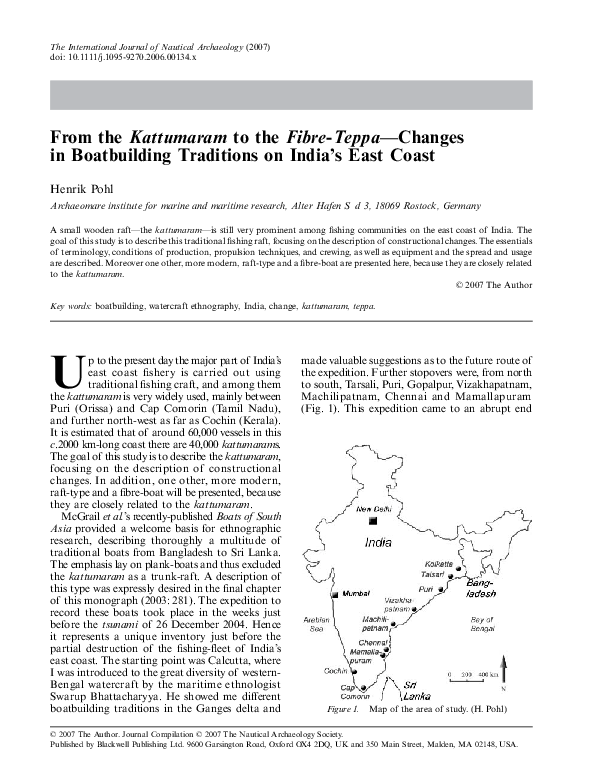 From the Kattumaram to the Fibre-Teppa —Changes in Boatbuilding ...