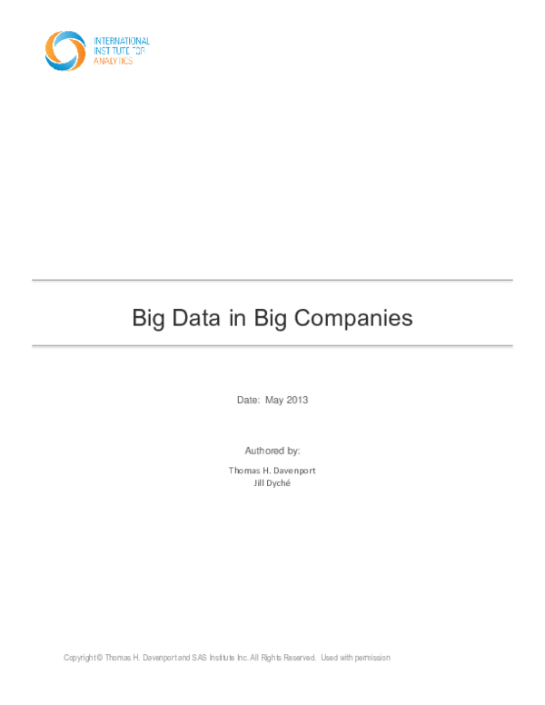 (PDF) Big Data in Big Companies Date: May 2013 Authored by
