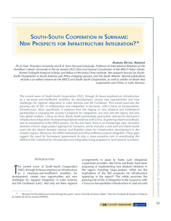 South-South Cooperation in Suriname: New Prospects for Infrastructure ...