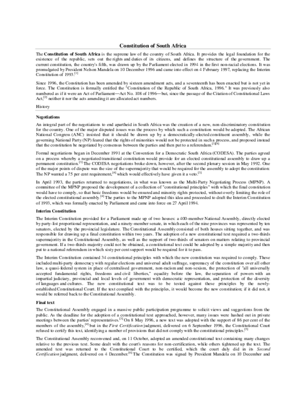 (DOC) Constitution of South Africa