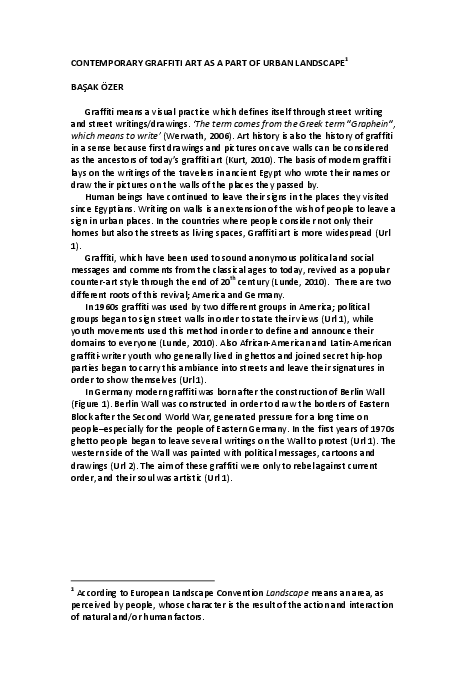 (PDF) Contemporary Graffiti Art as a Part of Urban Landscape