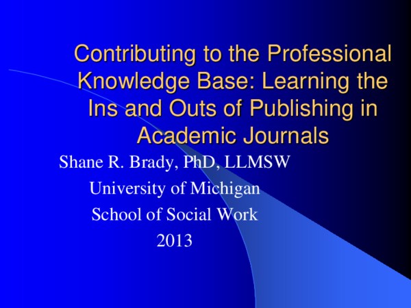 (PPT) Publishing in Academia and Professional Literature