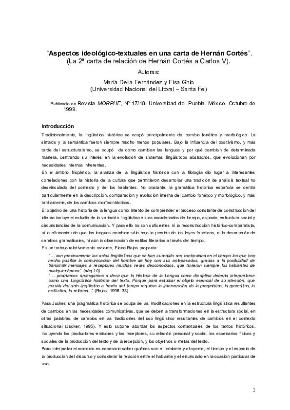 (DOC) Aspectos ideológico textuales en una carta de Hernán Cortés. Rev ...
