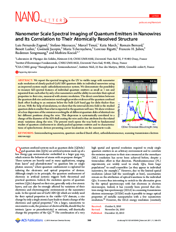 Nanometer Scale Spectral Imaging of Quantum Emitters in Nanowires and ...