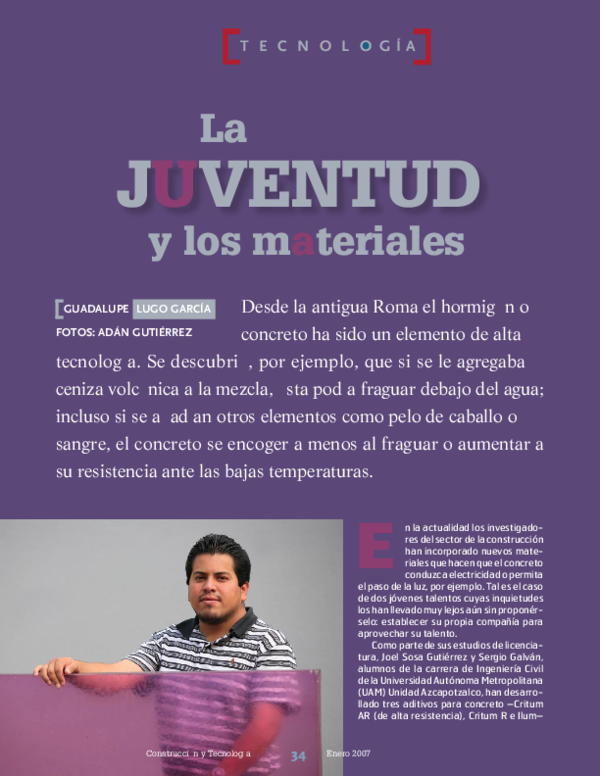 (PDF) Construcción y Tecnología GuAdALupE LuGO GArCÍA FOTOs: AdáN GuTiérrEz
