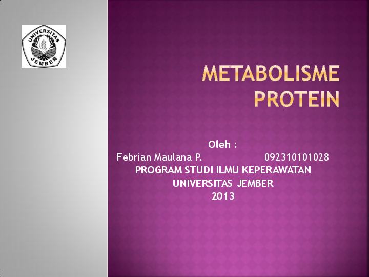 (PPT) METABOLISME PROTEIN febri