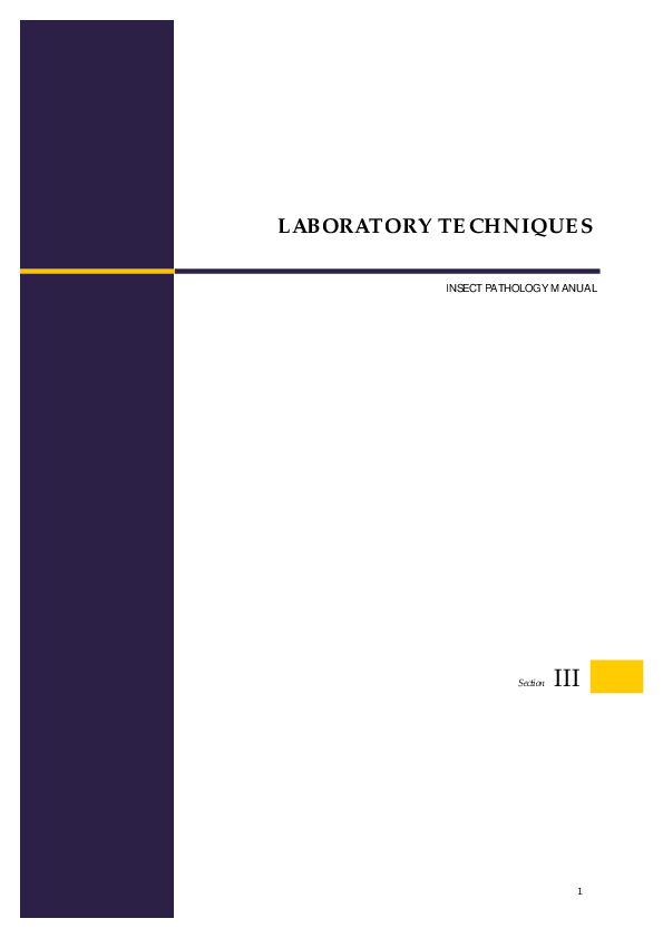 (PDF) LABORATORY TECHNIQUES Section III INSECT PATHOLOGY MANUAL