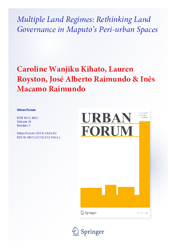 (PDF) Multiple Land Regimes: Rethinking Land Governance in Maputo's ...