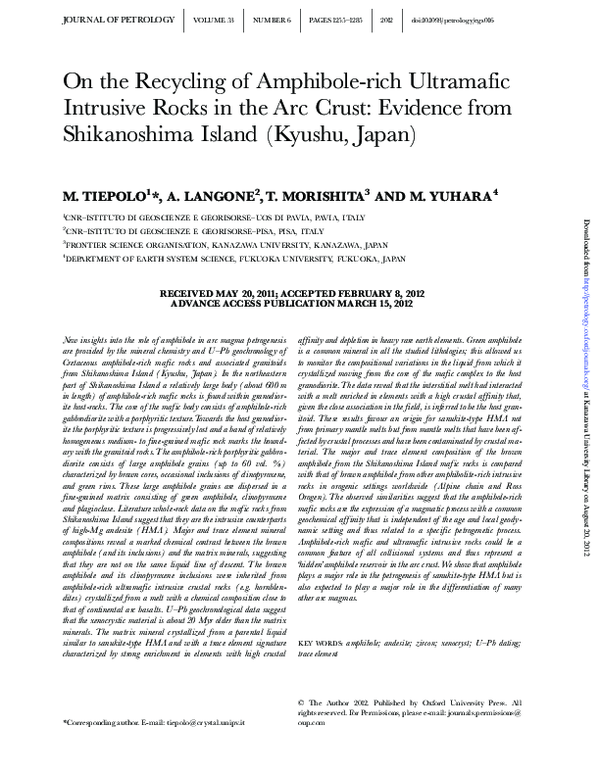 (PDF) On the Recycling of Amphibole-rich Ultramafic Intrusive Rocks in ...