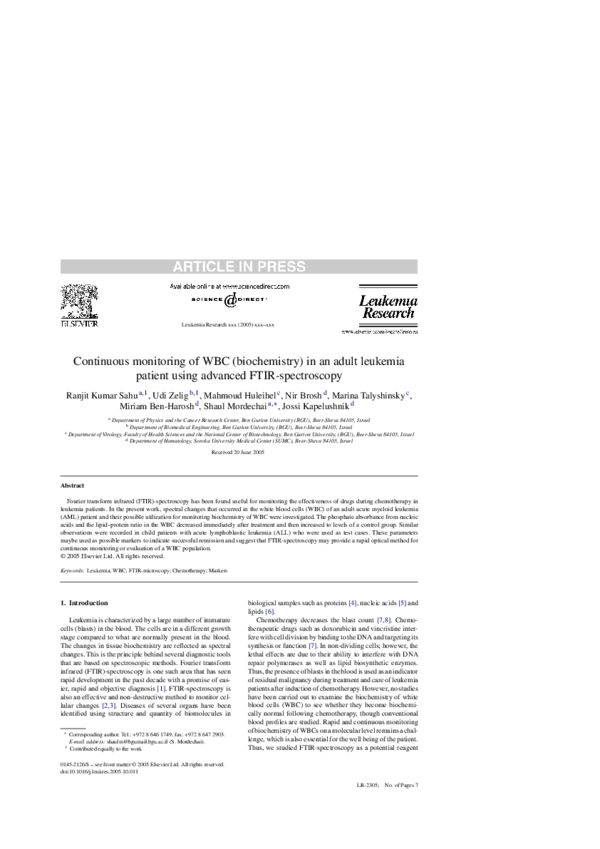 (PDF) Continuous monitoring of WBC (biochemistry) in an adult leukemia ...