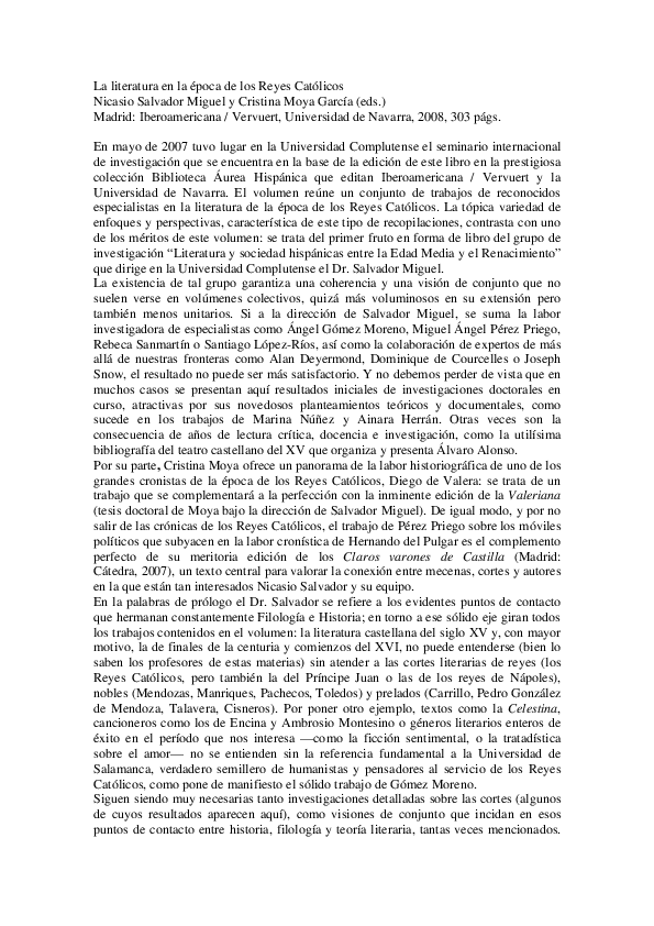 (PDF) Nicasio Salvador Miguel y Cristina Moya García (eds.), La literatura en la época de los ...