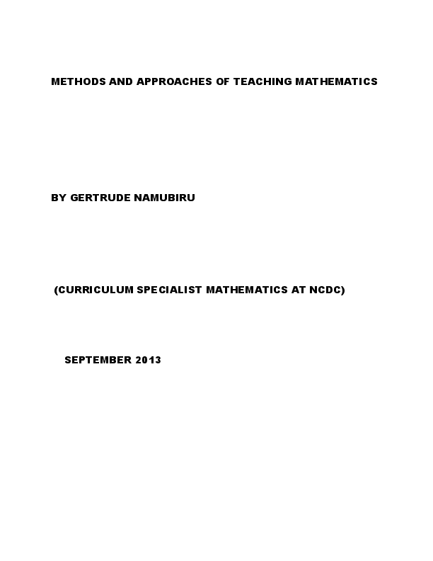 (DOC) METHODS AND APPROACHES OF TEACHING MATHEMATICS