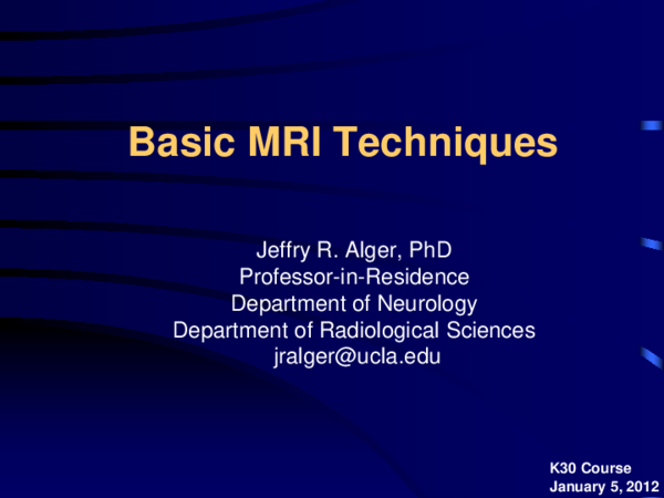 (PDF) Basic MRI Techniques