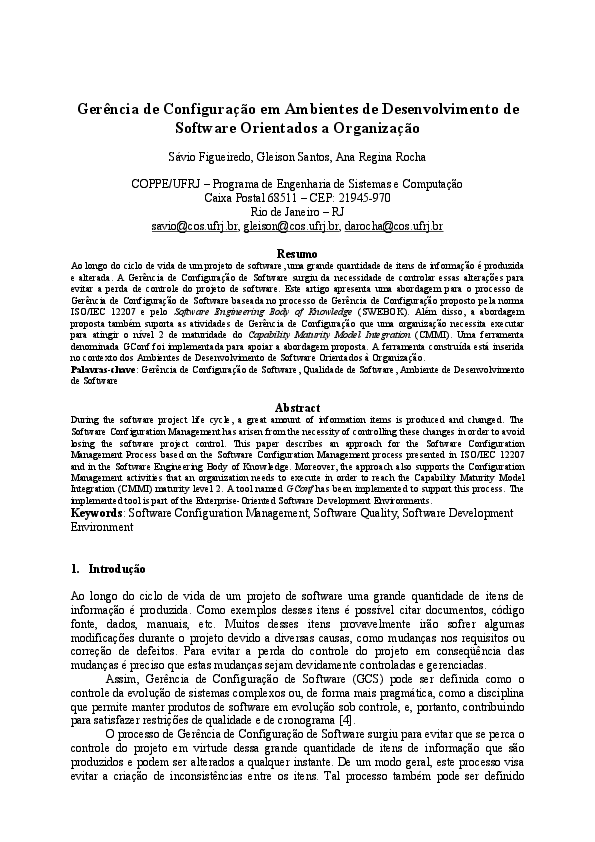(PDF) Gerência de Configuração em Ambientes de Desenvolvimento de ...