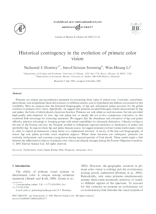 (PDF) Historical contingency in the evolution of primate color vision