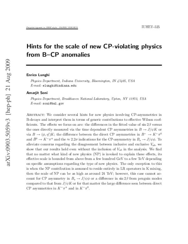 (PDF) Hints for the scale of new CP-violating physics from BCP anomalies