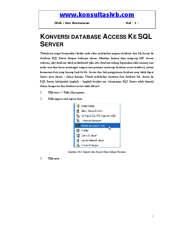 (PDF) KONVERSI DATABASE ACCESS KE SQL SERVER