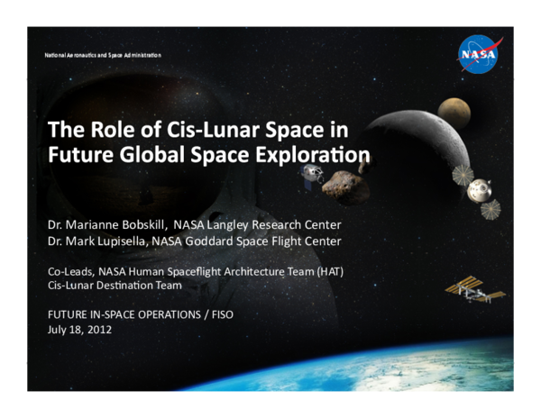 (PDF) Role of Cis-Lunar Space in Future Global Space Exploration | Mark ...