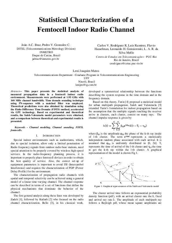 Pdf Statistical Characterization And Simulation Of A Femtocell Indoor