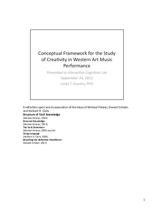 (PDF) Conceptual Framework for the Study of Creativity in Western Art ...