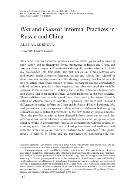 (PDF) Informal Practices in Changing Societies: Comparing Chinese ...