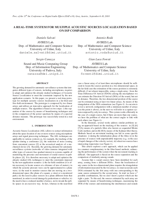 Pdf A Real Time System For Multiple Acoustic Sources Localization Based On Isp Comparison