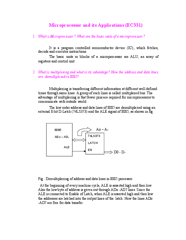 (DOC) Microprocessor and its Applications (EC331)