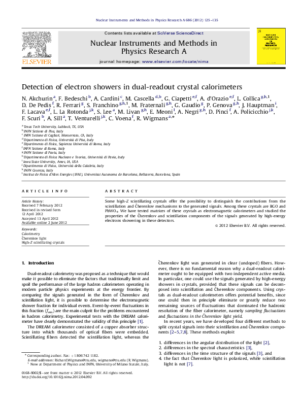 (PDF) Detection of electron showers in dual-readout crystal calorimeters