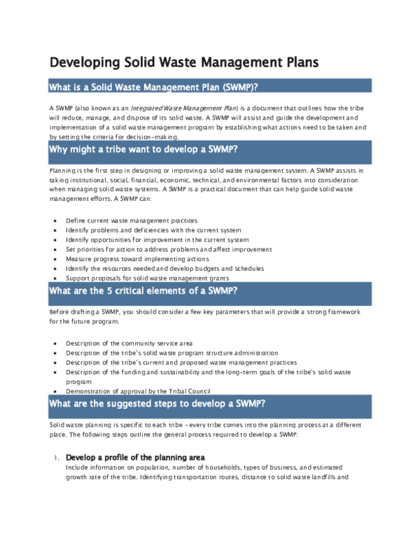 (DOC) Developing Solidwaste management plans