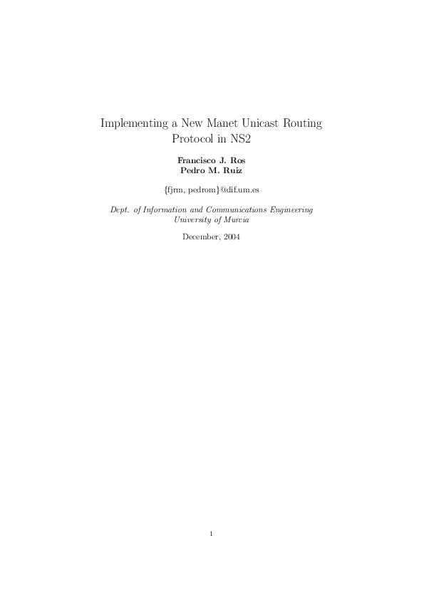 Pdf Implementing A New Manet Unicast Routing Protocol In Ns2