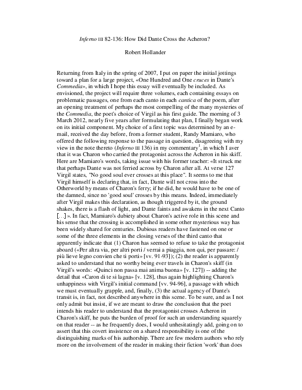 (DOC) How Did Dante Cross the Acheron?